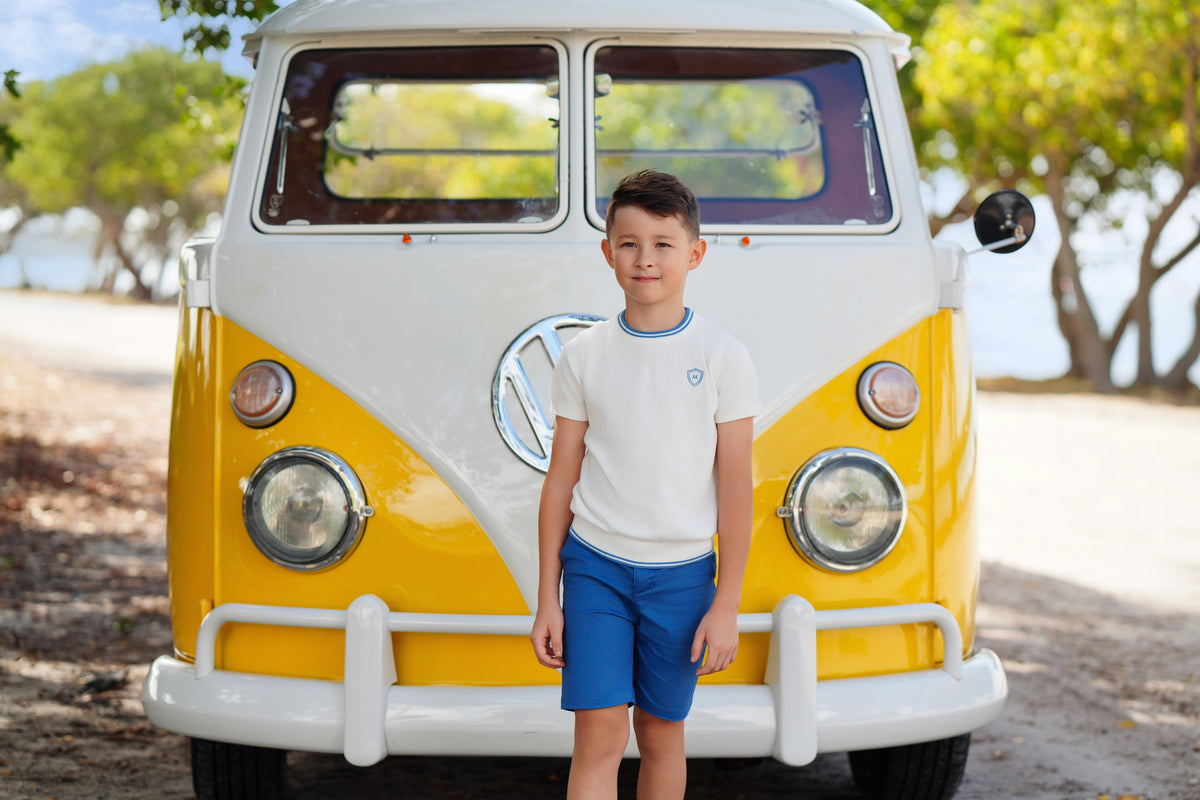 Arlo true blue short sleeve sweater by Motu– Flying Colors